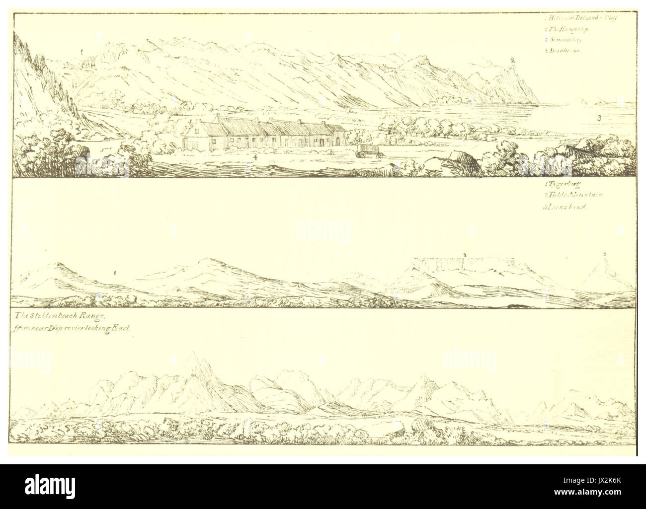 Visite, pg330 Outline of Simmons Bay, mountains of Stellenbosch Stock ...