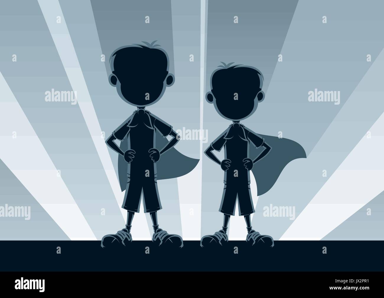 Cartoon illustration two boys playing hi-res stock photography and ...