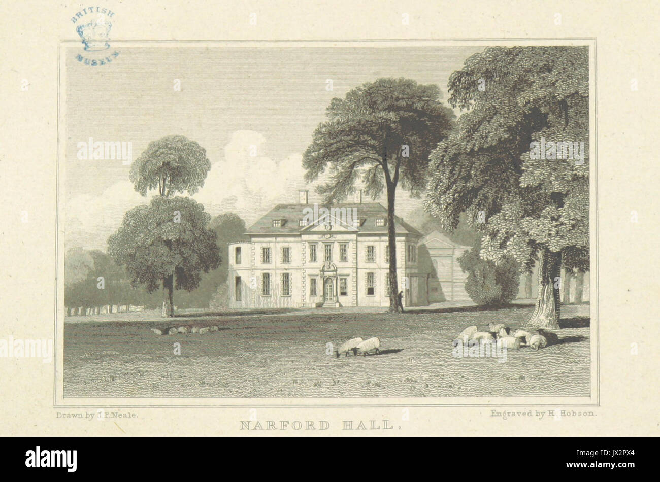 Neale(1818) p3 068 Narford Hall, Norfolk Stock Photo - Alamy