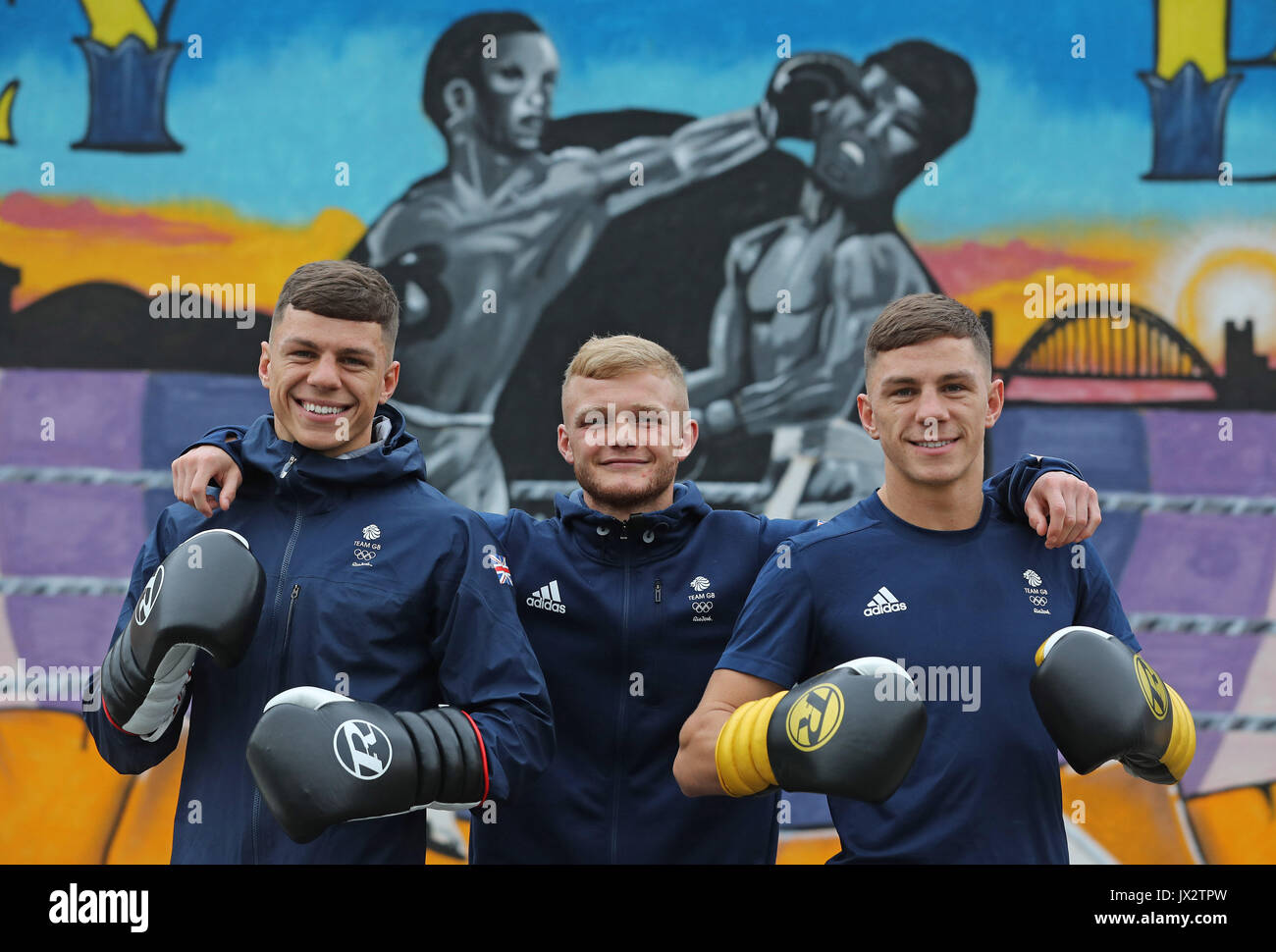 Boxing Twins Pat (left), Luke McCormack (right) and Callum French pose ...