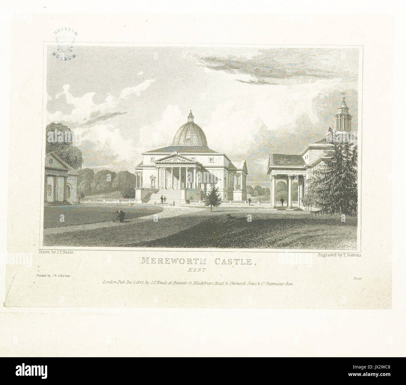 Neale(1825) p2 104 Mereworth Castle, Kent Stock Photo - Alamy
