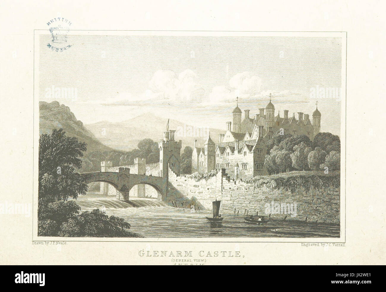 Neale(1825) p2 234 Glenarm Castle, Antrim (general view Stock Photo - Alamy