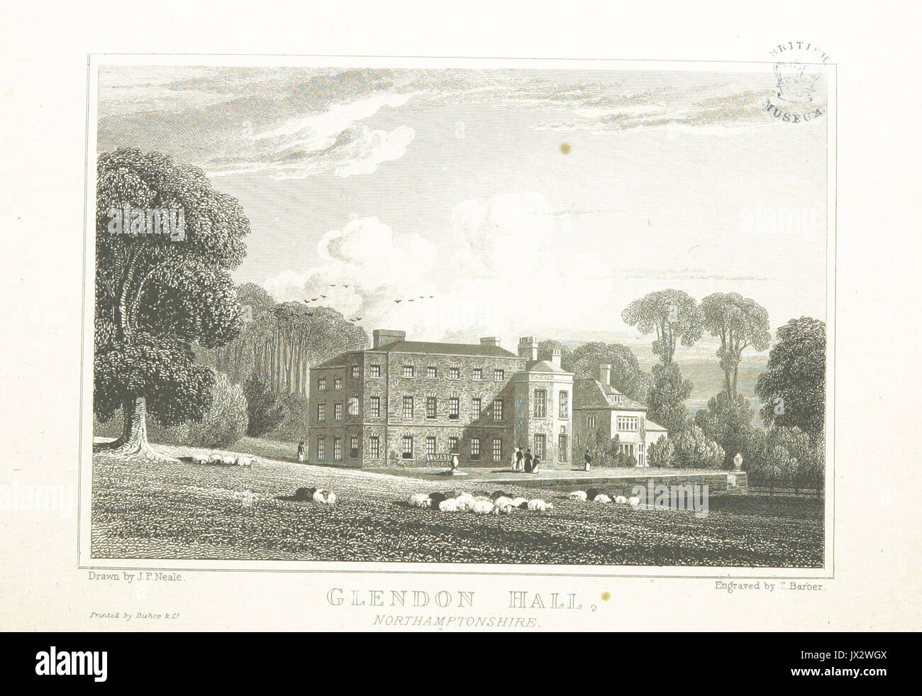 Neale(1827) p4 126 Glendon Hall, Northamptonshire Stock Photo - Alamy
