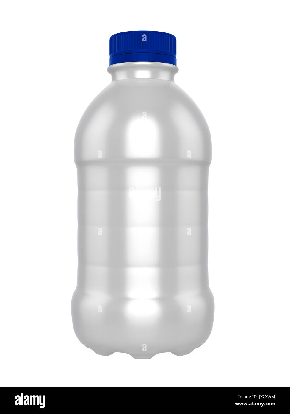 3D realistic render of template plastic bottle milk, Blue lid. Isolated ...