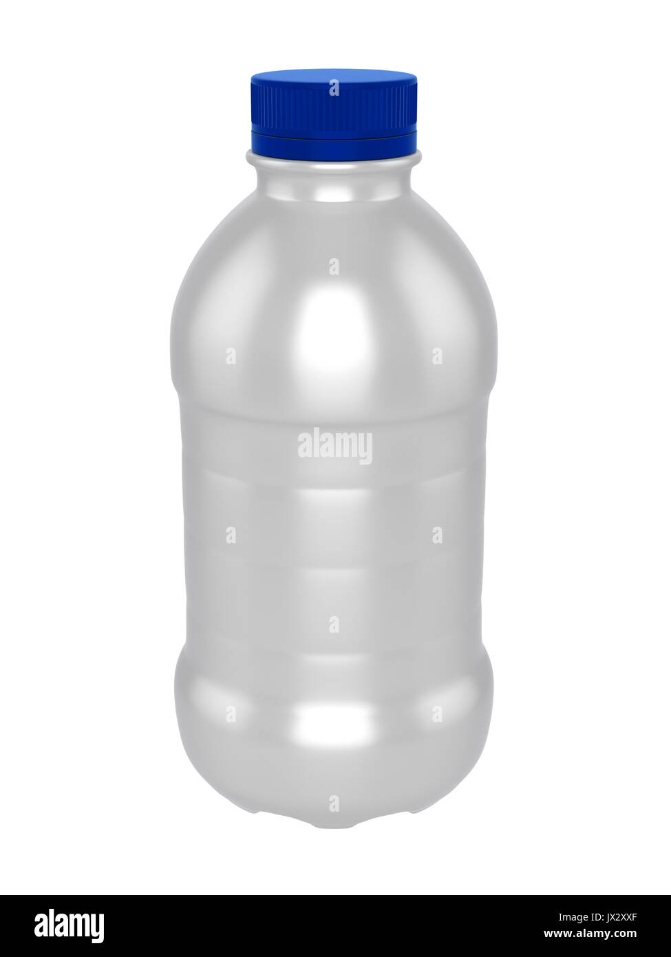 3D realistic render of template plastic bottle milk, Blue lid. Isolated ...