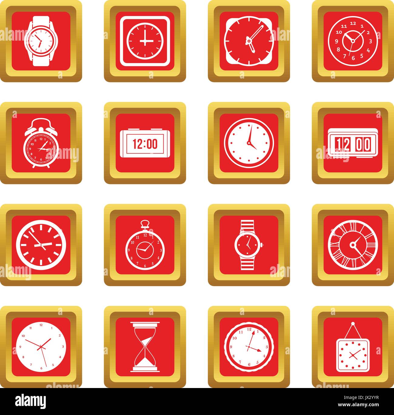 Time and Clock icons set red Stock Vector Image & Art - Alamy