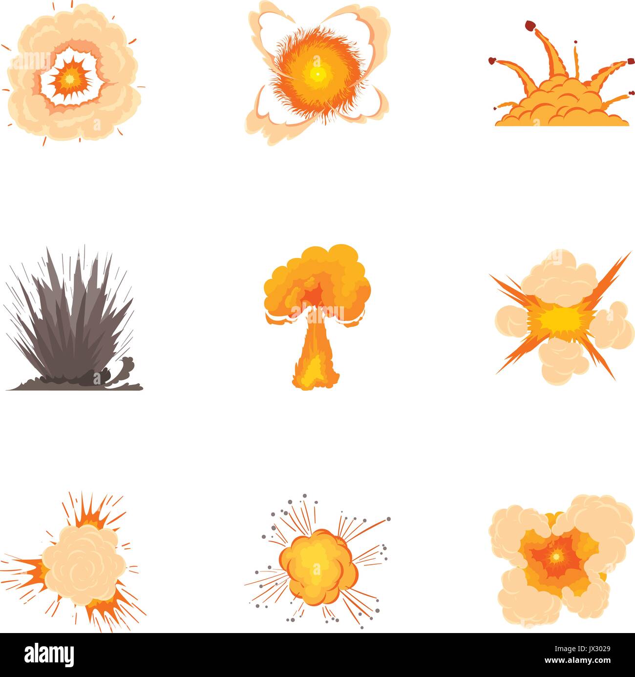 Comic explosion icons set, cartoon style Stock Vector Image & Art - Alamy