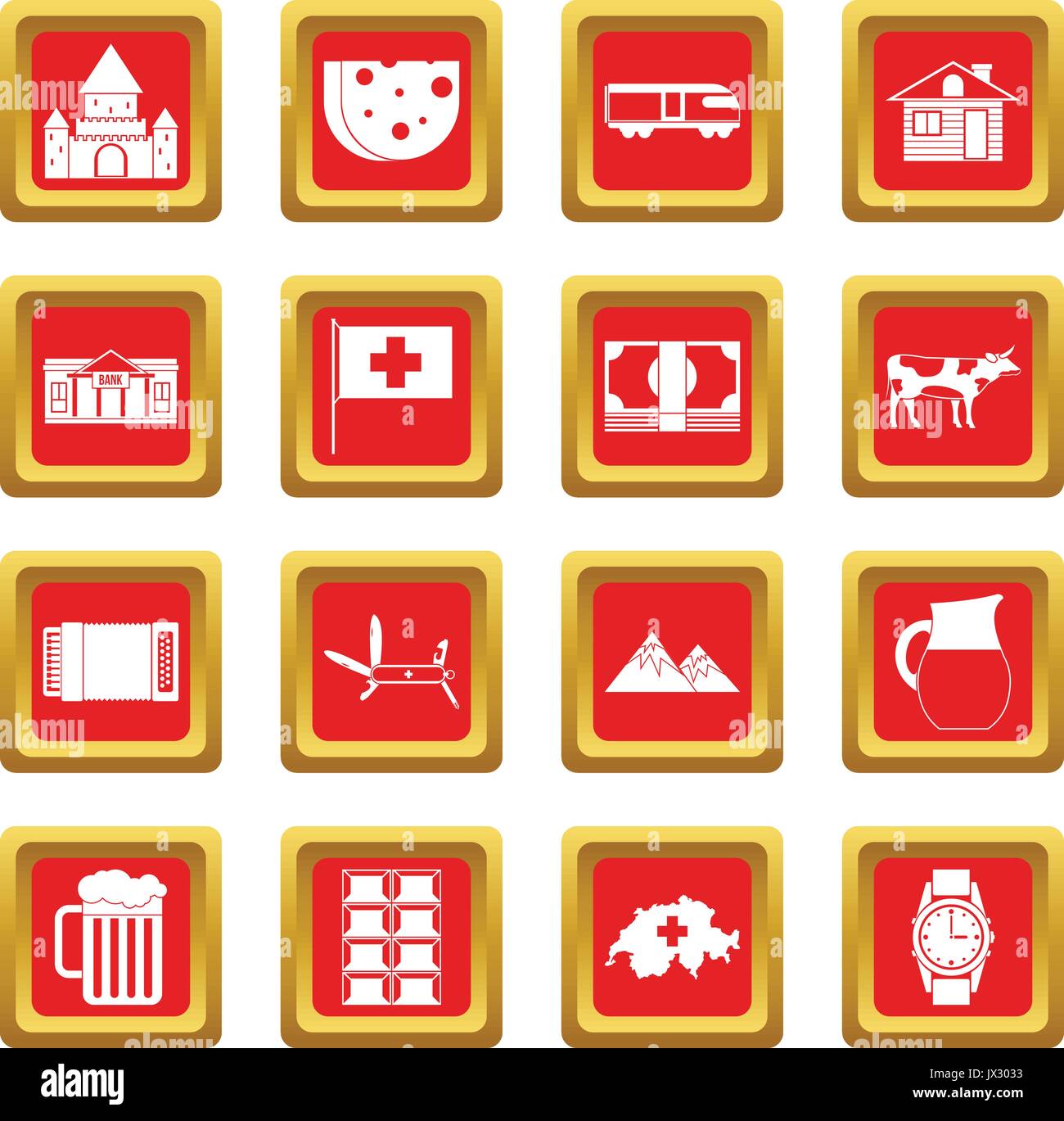 Switzerland icons set red Stock Vector Image & Art - Alamy