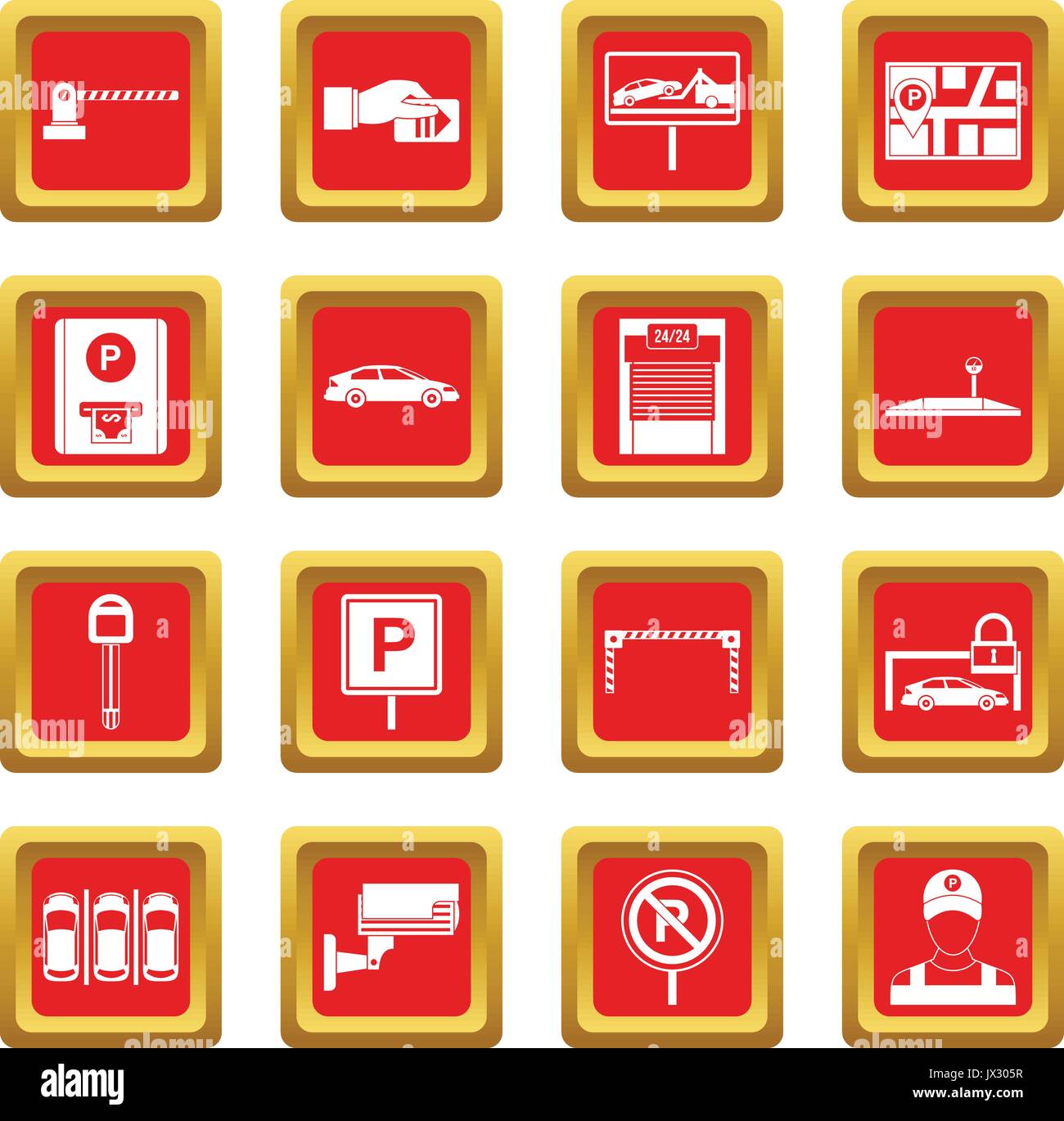 Car parking icons set red Stock Vector Image & Art - Alamy
