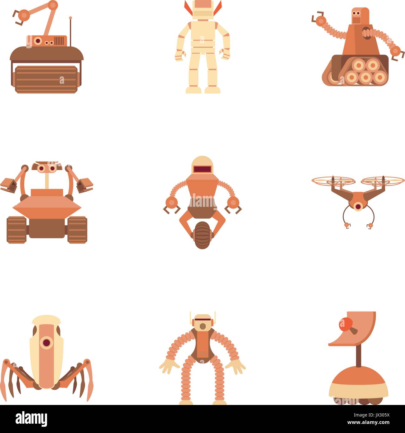Electronic monster icons set, cartoon style Stock Vector Image & Art ...