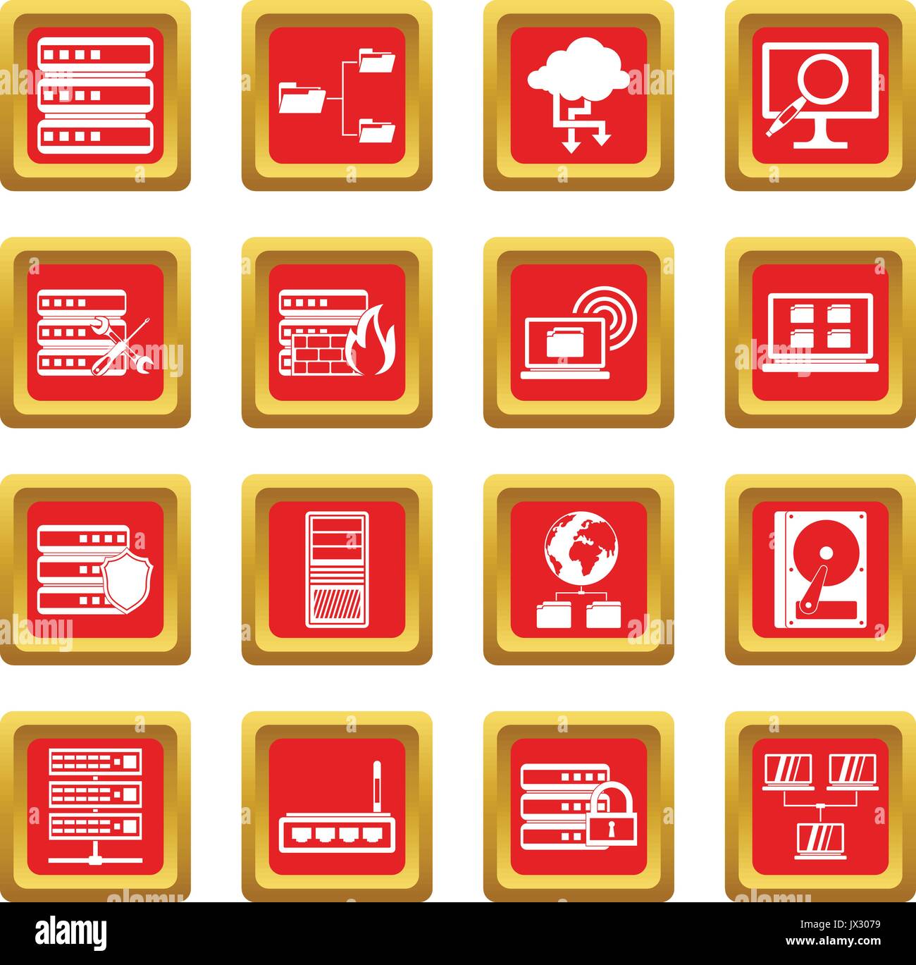 Big data icons set red Stock Vector Image & Art - Alamy