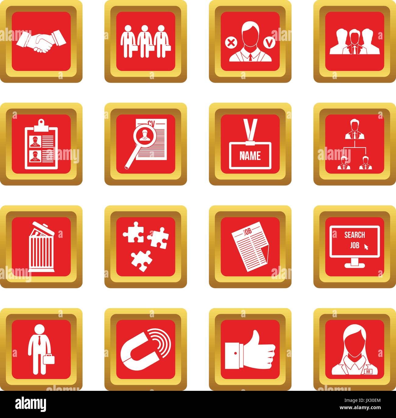Human resource management icons set red Stock Vector Image & Art - Alamy