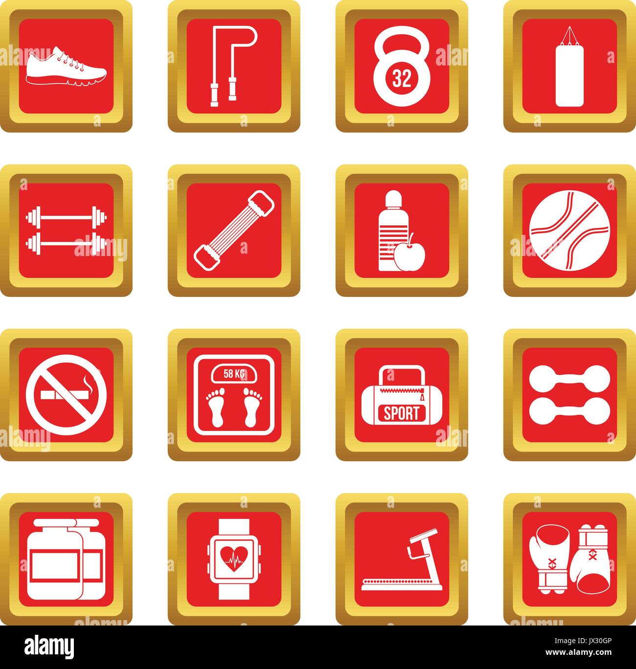 Gym icons set red Stock Vector Image & Art - Alamy