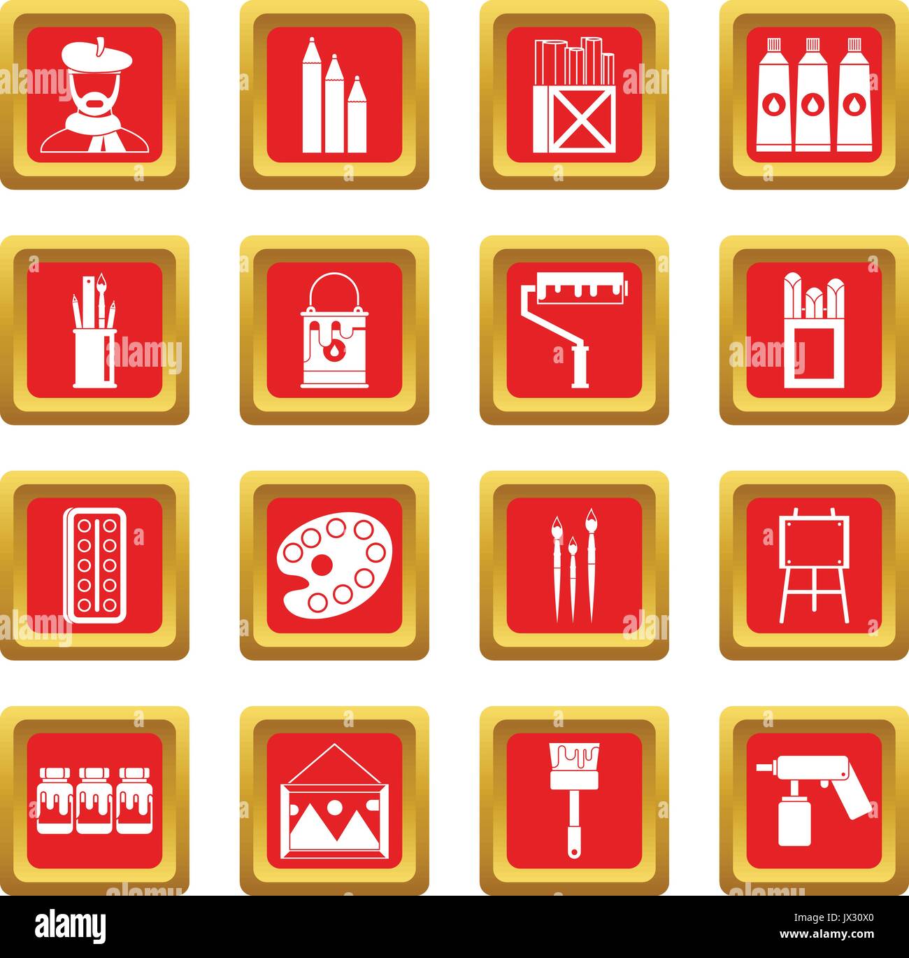 Painting icons set red Stock Vector Image & Art - Alamy