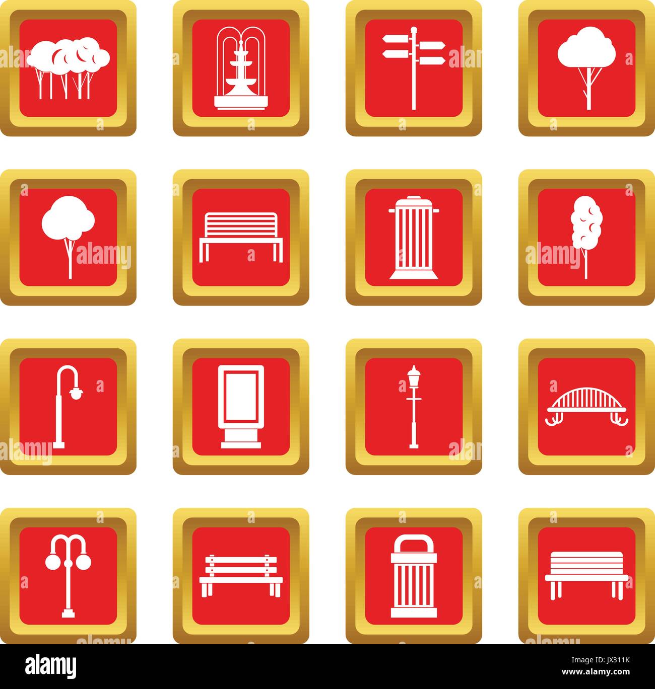 Park icons set red Stock Vector Image & Art - Alamy