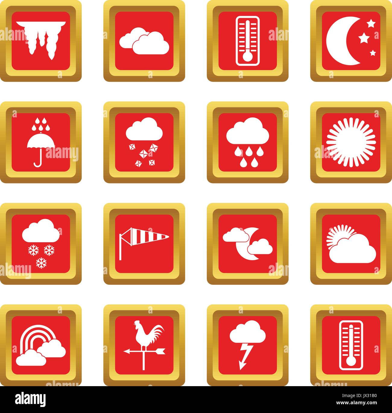 Weather icons set red Stock Vector Image & Art - Alamy