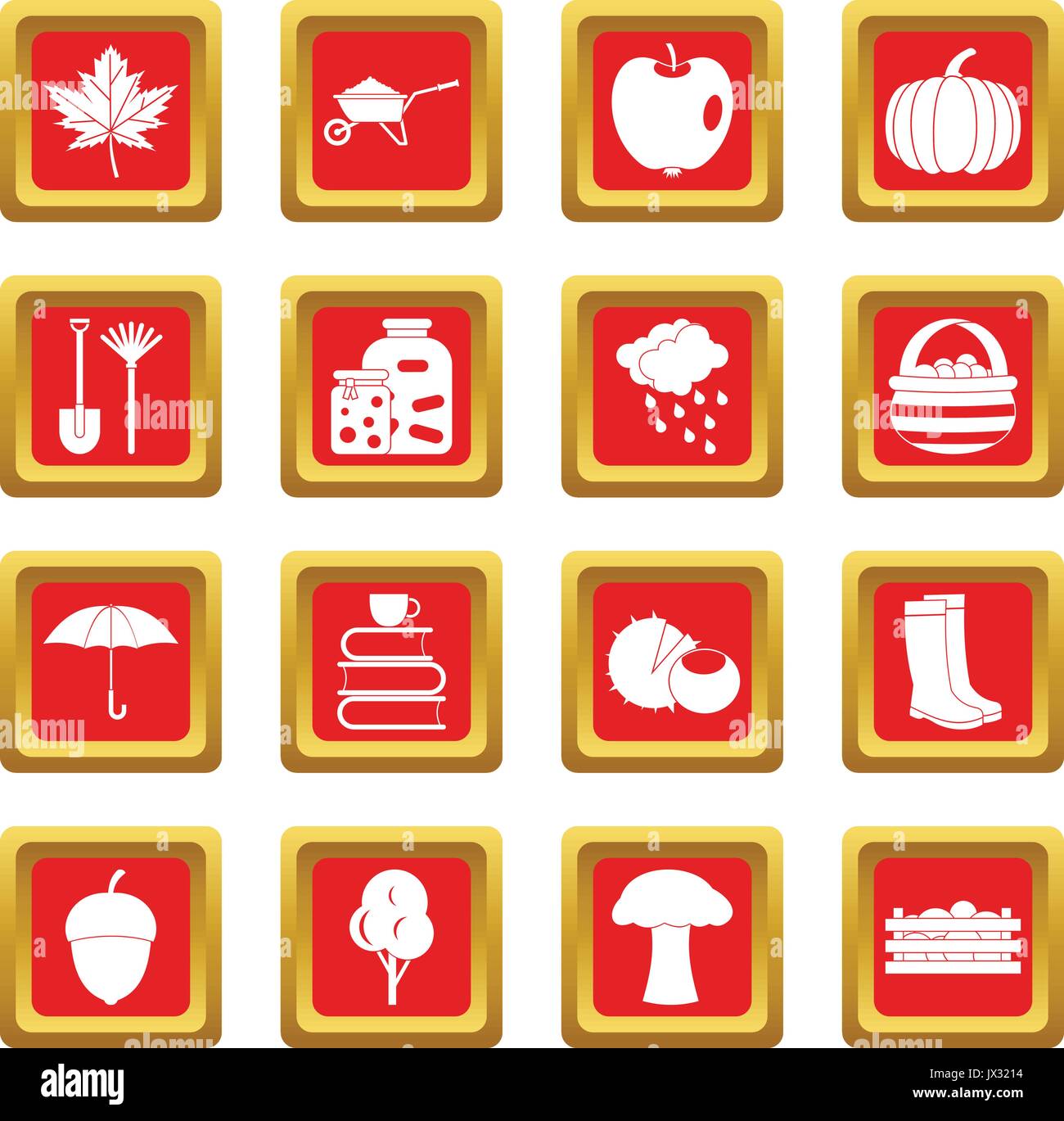 Autumn icons set red Stock Vector Image & Art - Alamy