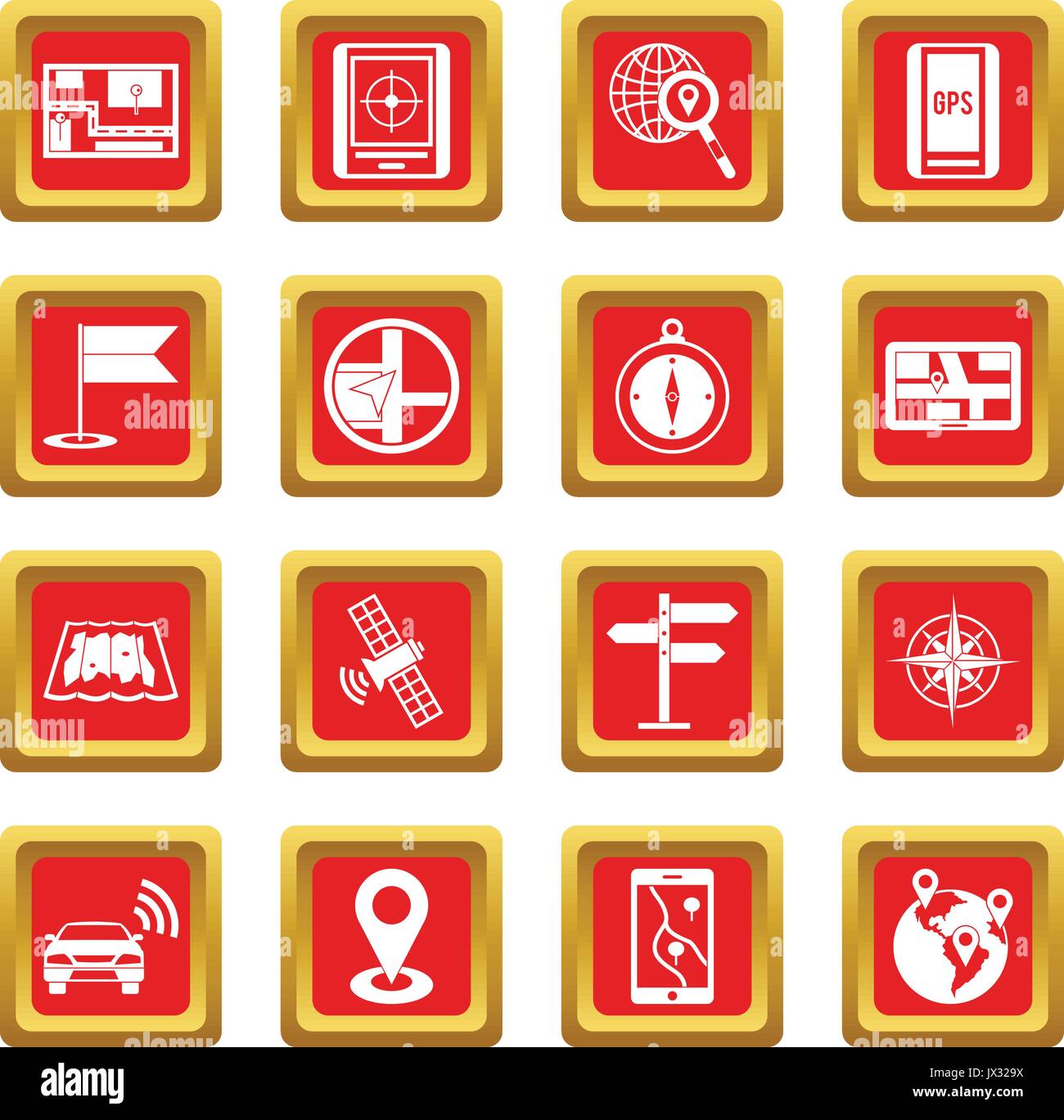 Navigation icons set red Stock Vector Image & Art - Alamy