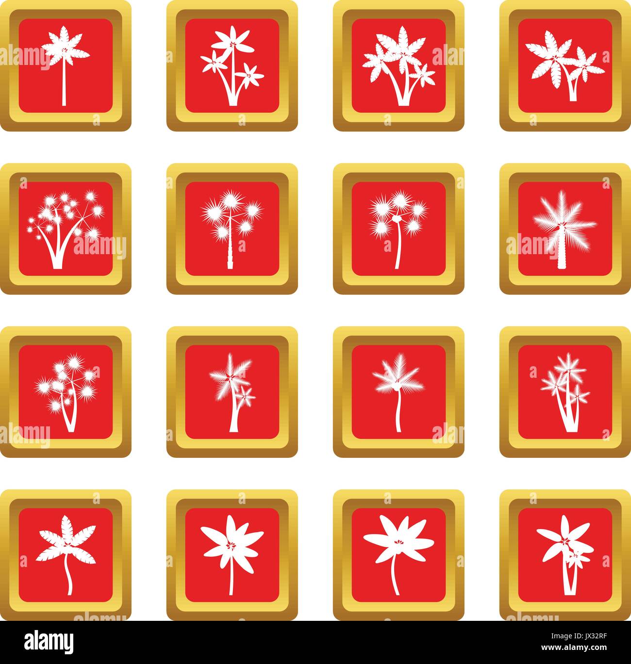 Palm tree icons set red Stock Vector Image & Art - Alamy