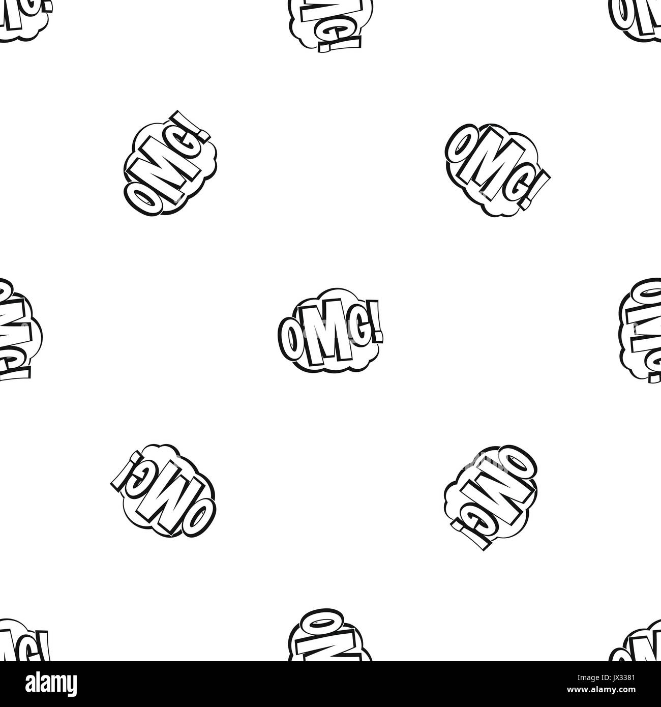 OMG, comic text speech bubble pattern seamless black Stock Vector Image ...