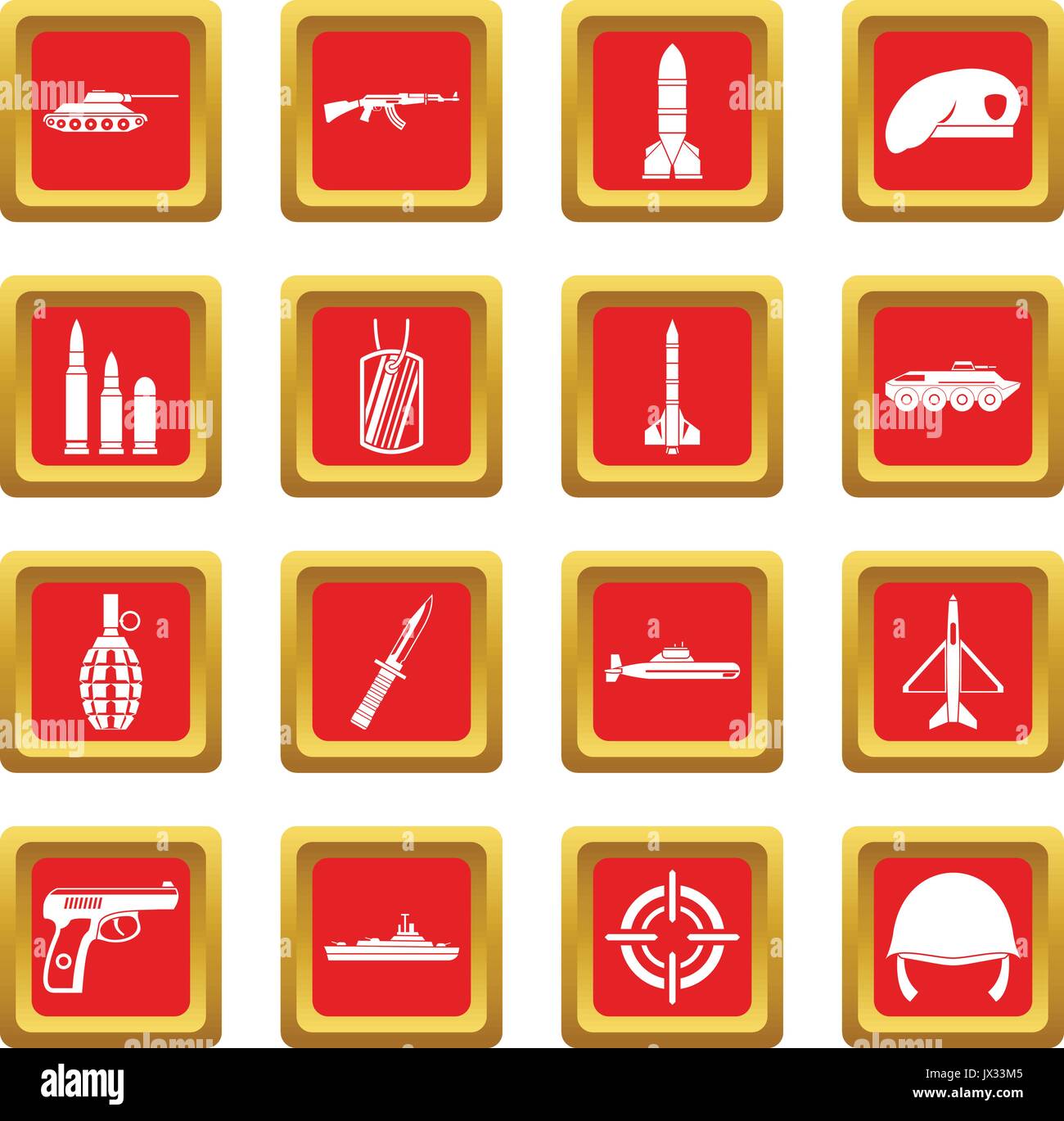 Military icons set red Stock Vector Image & Art - Alamy
