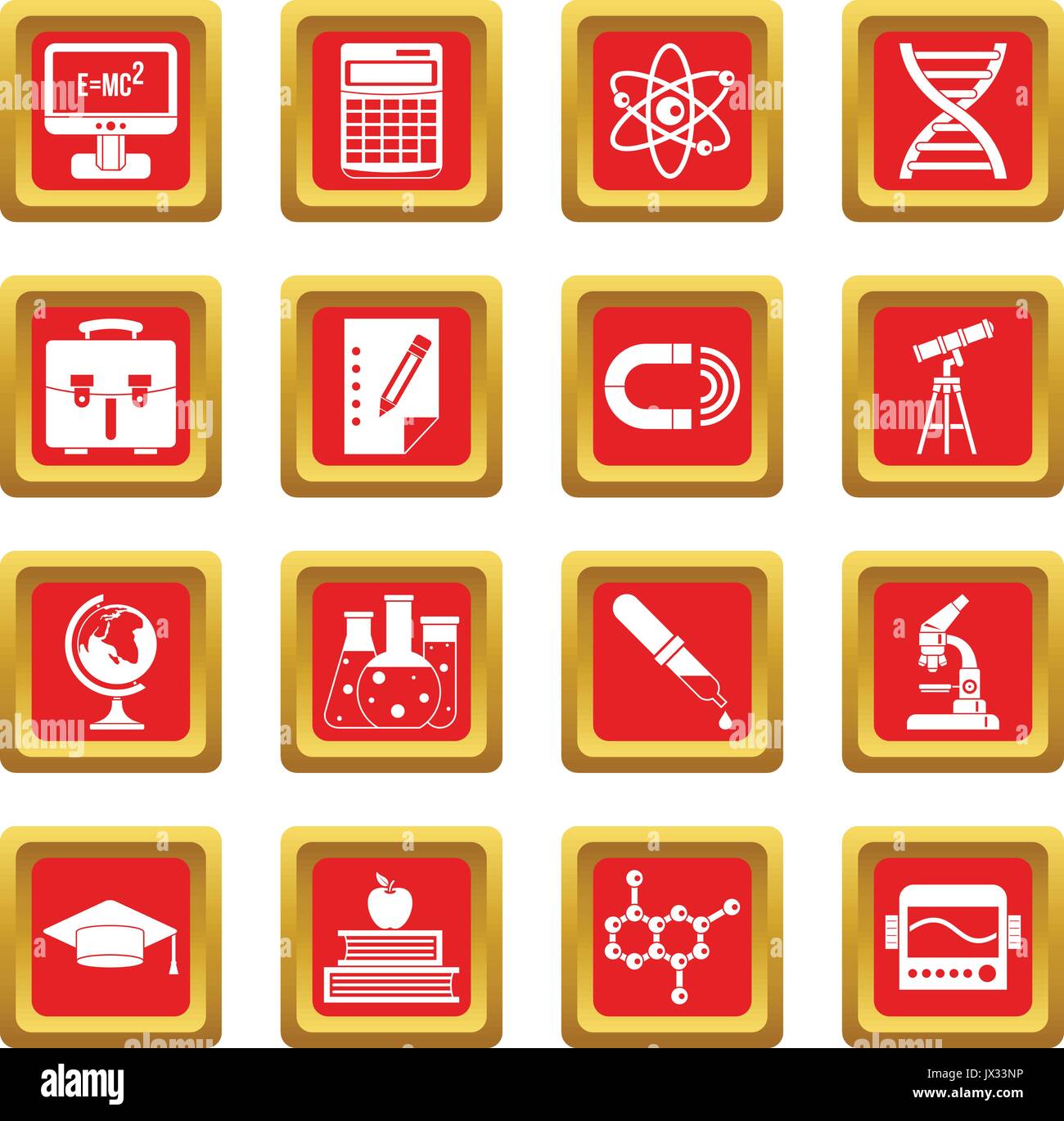 Education icons set red Stock Vector Image & Art - Alamy