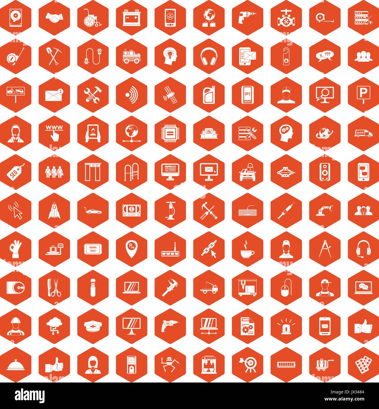 100 support icons hexagon orange Stock Vector Image & Art - Alamy