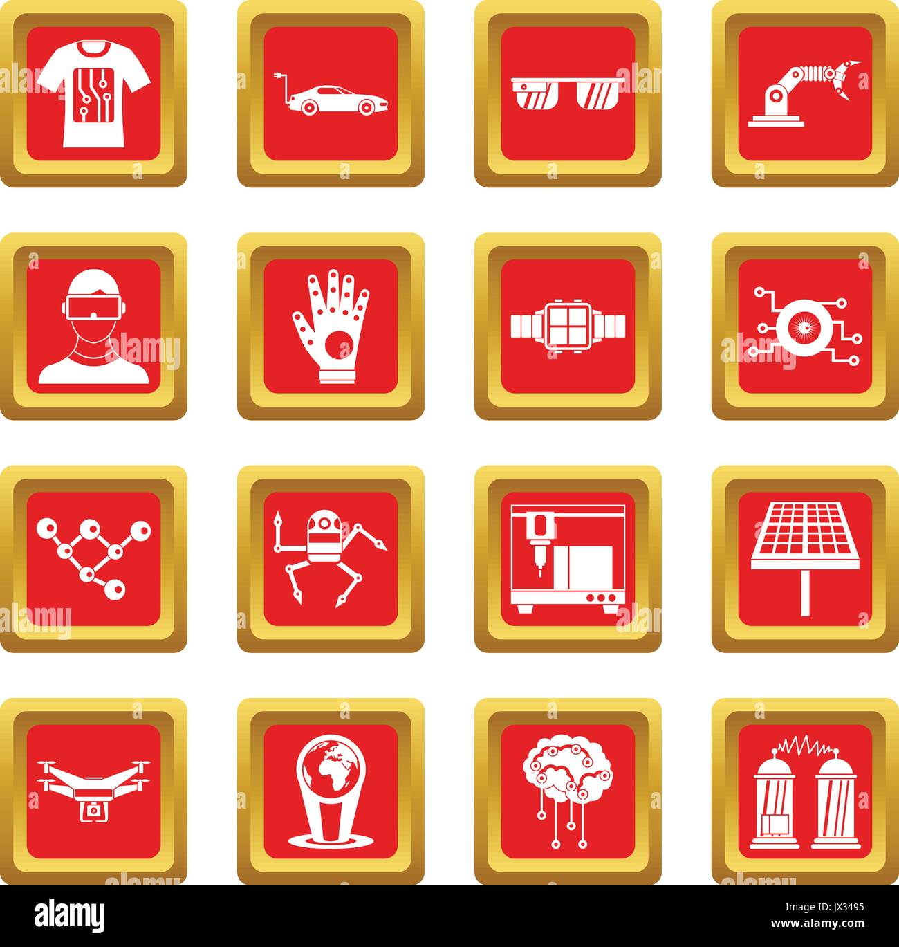 New technologies icons set red Stock Vector Image & Art - Alamy