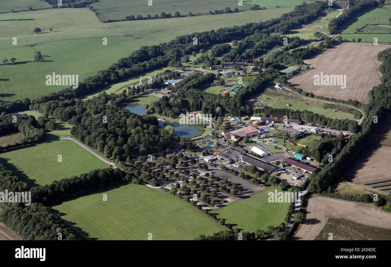 aerial view of Lightwater Valley Theme Park, near Ripon, Yorkshire, UK ...
