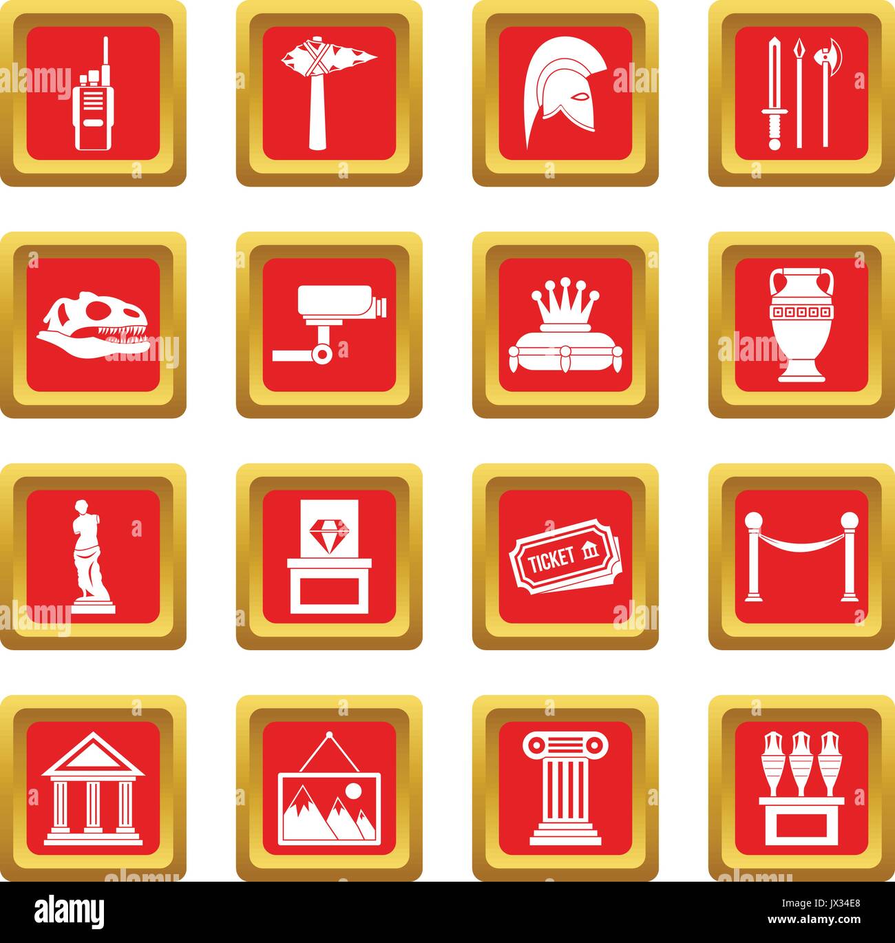 Museum icons set red Stock Vector Image & Art - Alamy