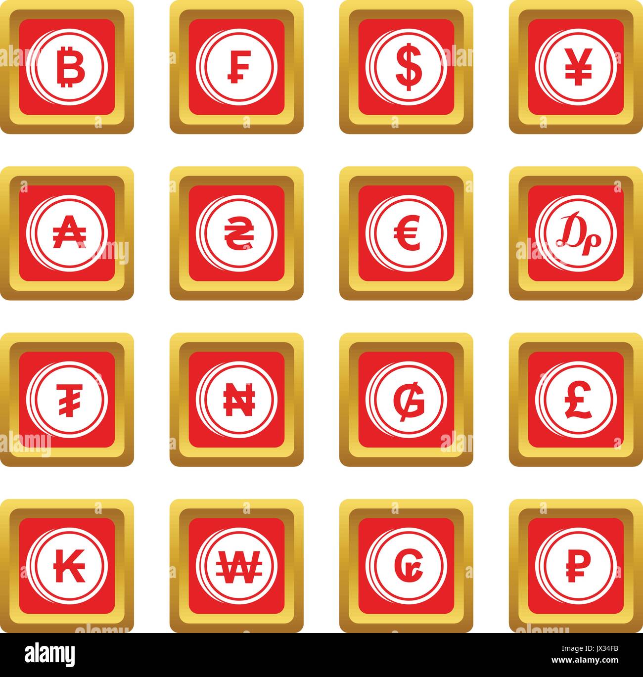 Currency from different countries icons set red Stock Vector Image ...