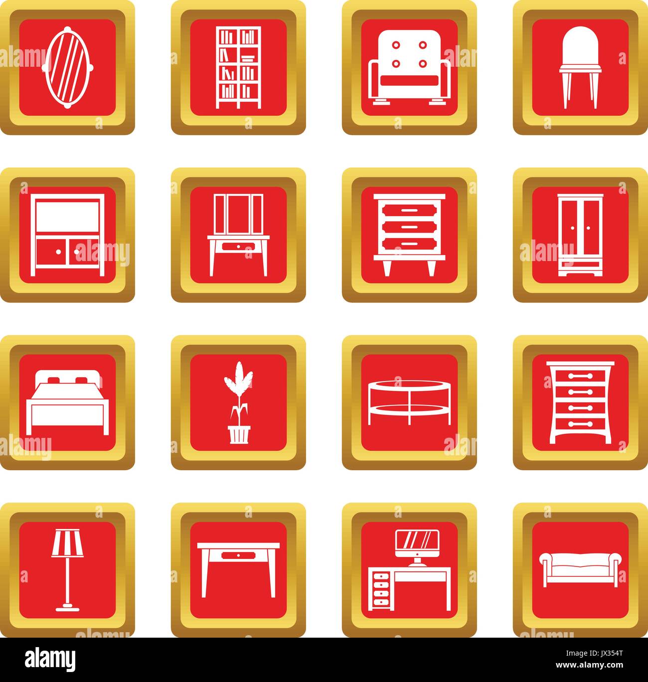 Furniture icons set red Stock Vector Image & Art - Alamy