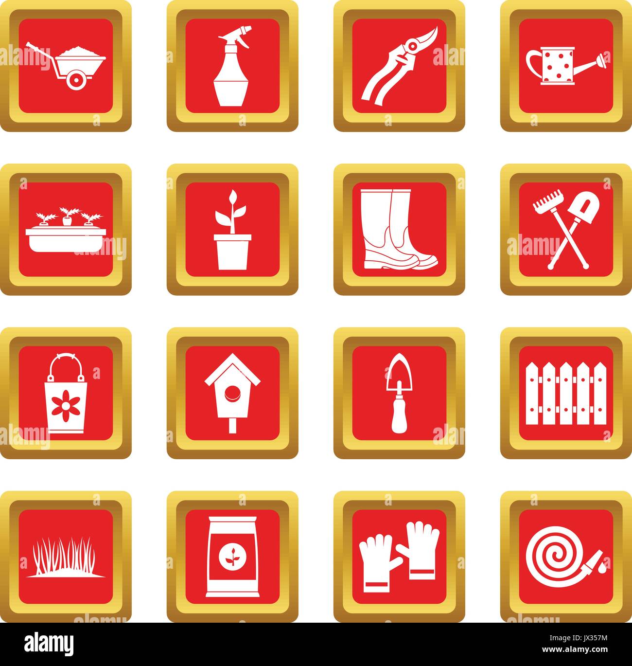 Gardening icons set red Stock Vector Image & Art - Alamy