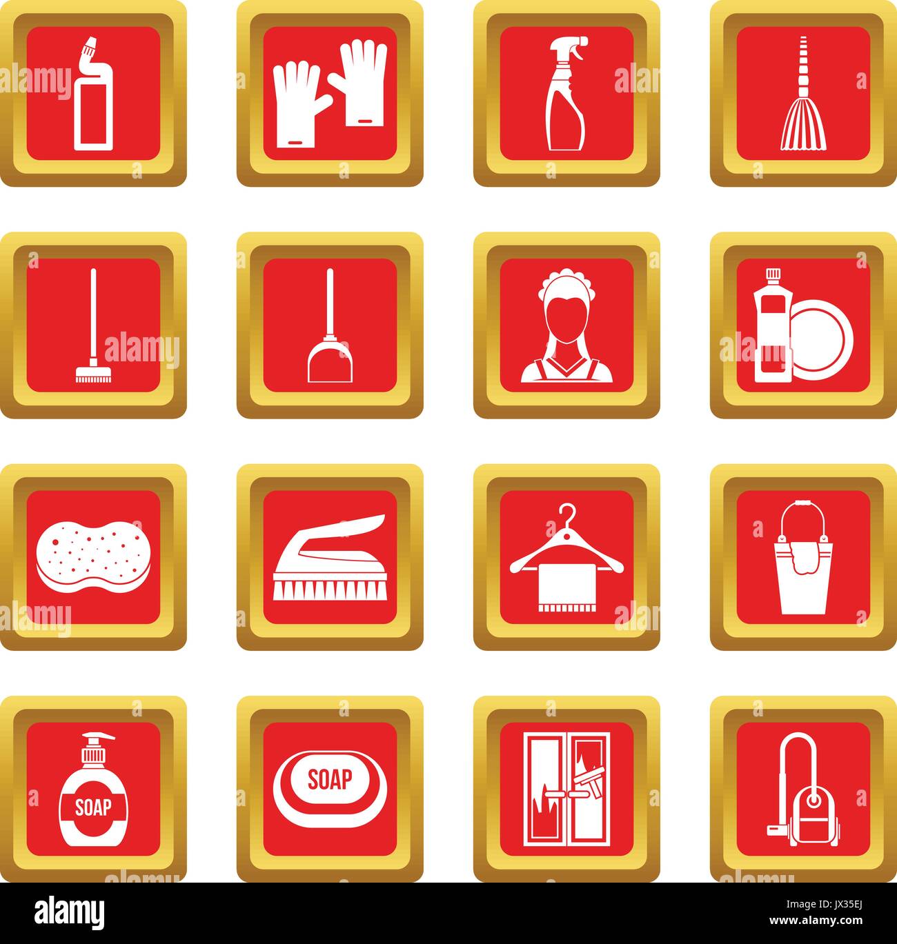 House cleaning icons set red Stock Vector Image & Art - Alamy