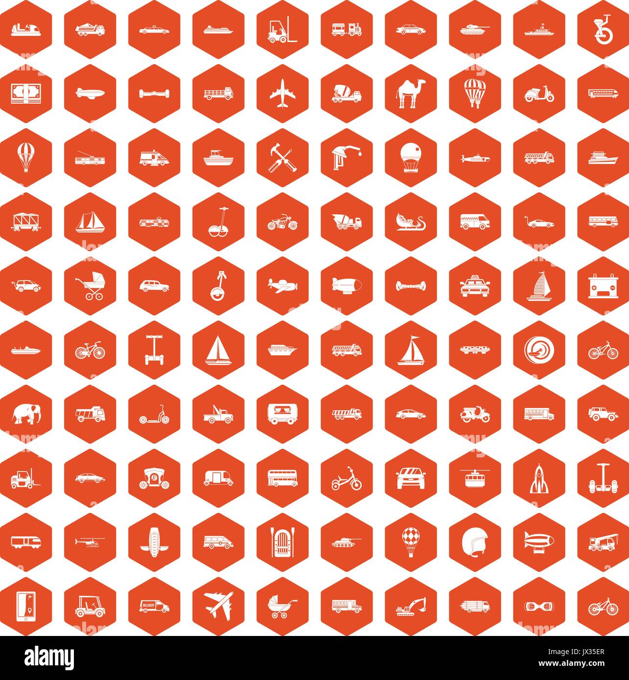 100 transport icons hexagon orange Stock Vector Image & Art - Alamy
