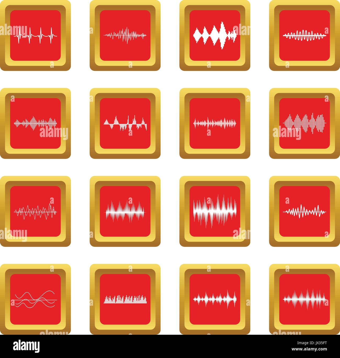 Sound wave icons set red Stock Vector Image & Art - Alamy