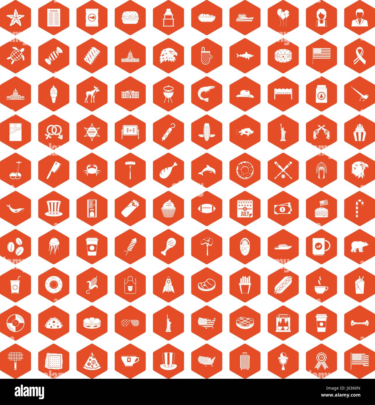 100 USA icons hexagon orange Stock Vector Image & Art - Alamy
