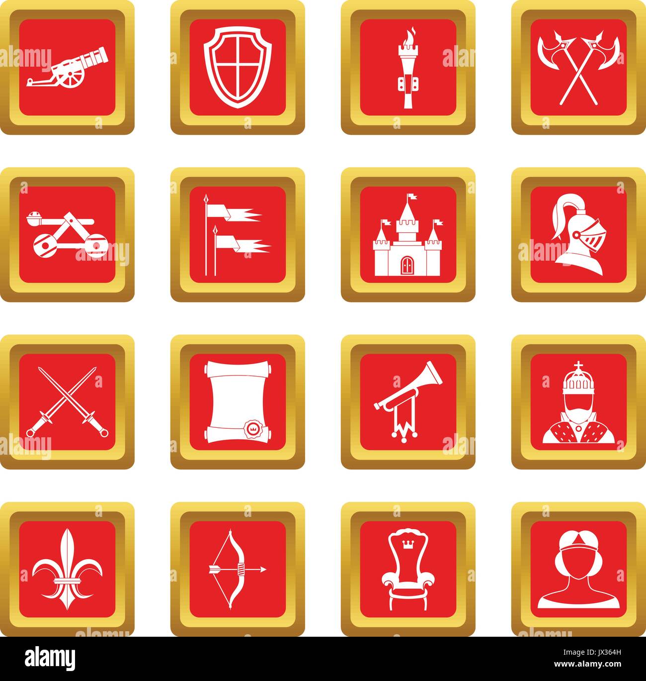 Knight medieval icons set red Stock Vector Image & Art - Alamy