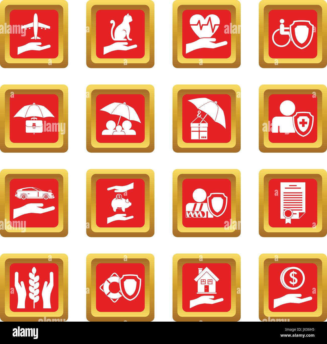 Insurance icons set red Stock Vector Image & Art - Alamy
