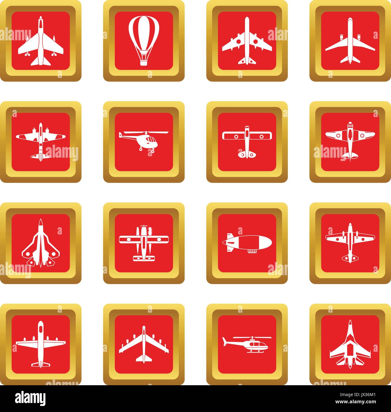 Aviation icons set red Stock Vector Image & Art - Alamy