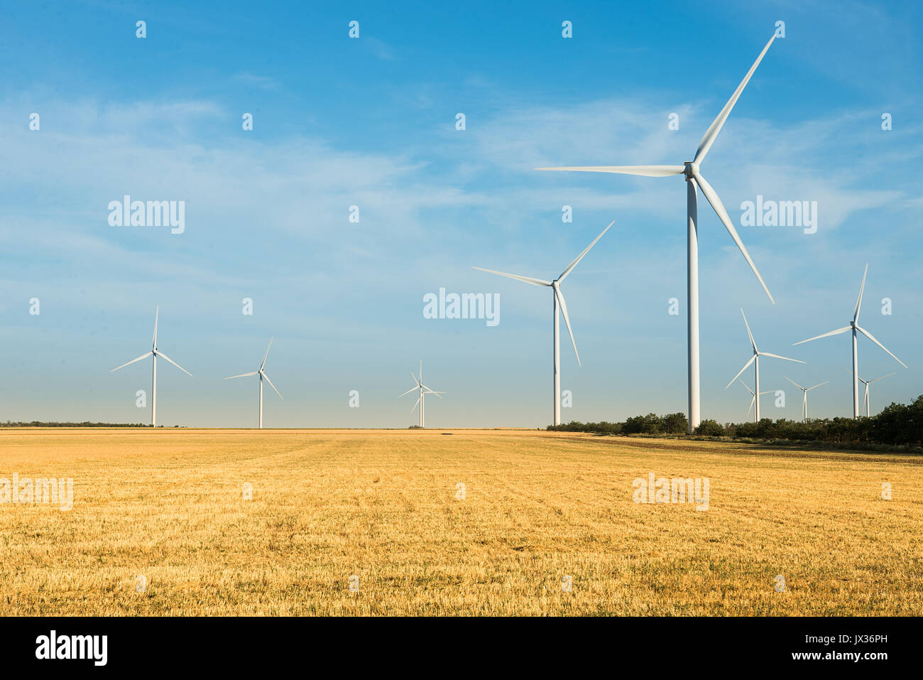 Windmills for electric power production. Wind turbines farm. Wild mill ...