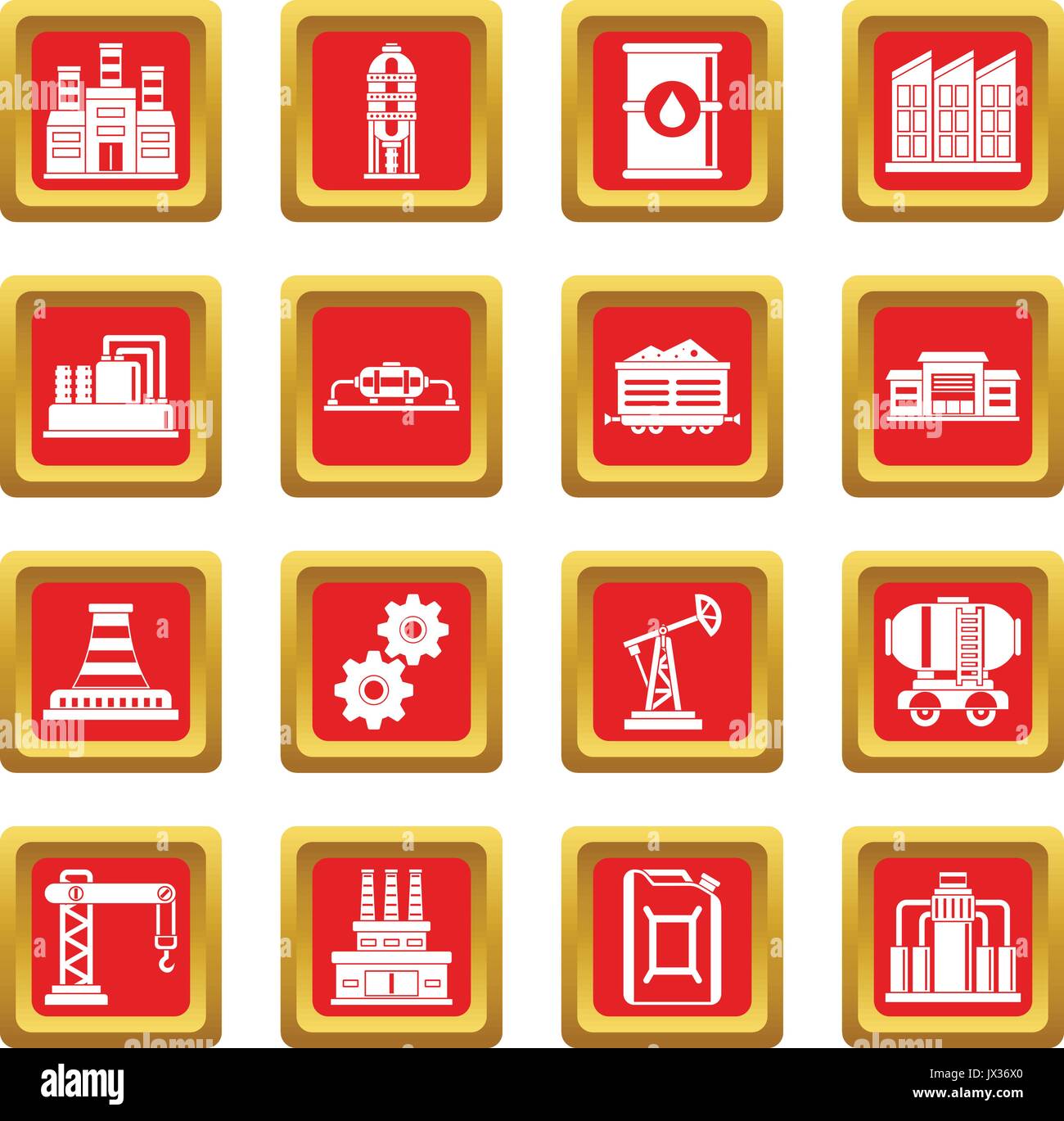 Industry icons set red Stock Vector Image & Art - Alamy
