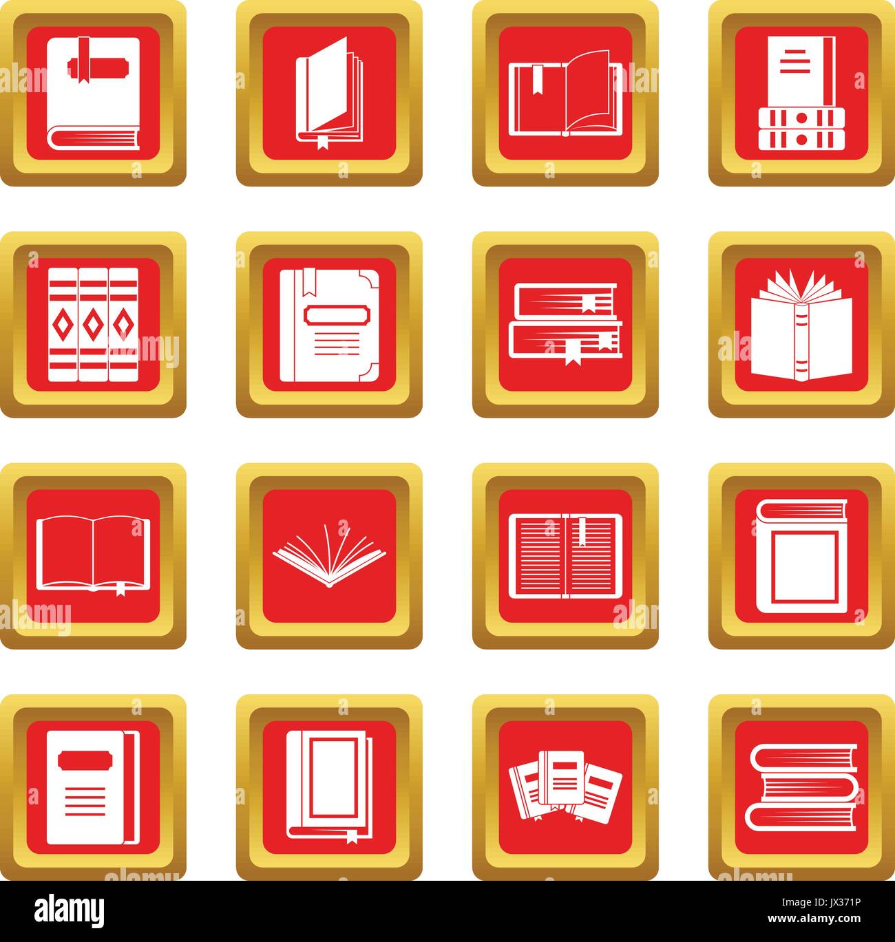 Books icons set red Stock Vector Image & Art - Alamy