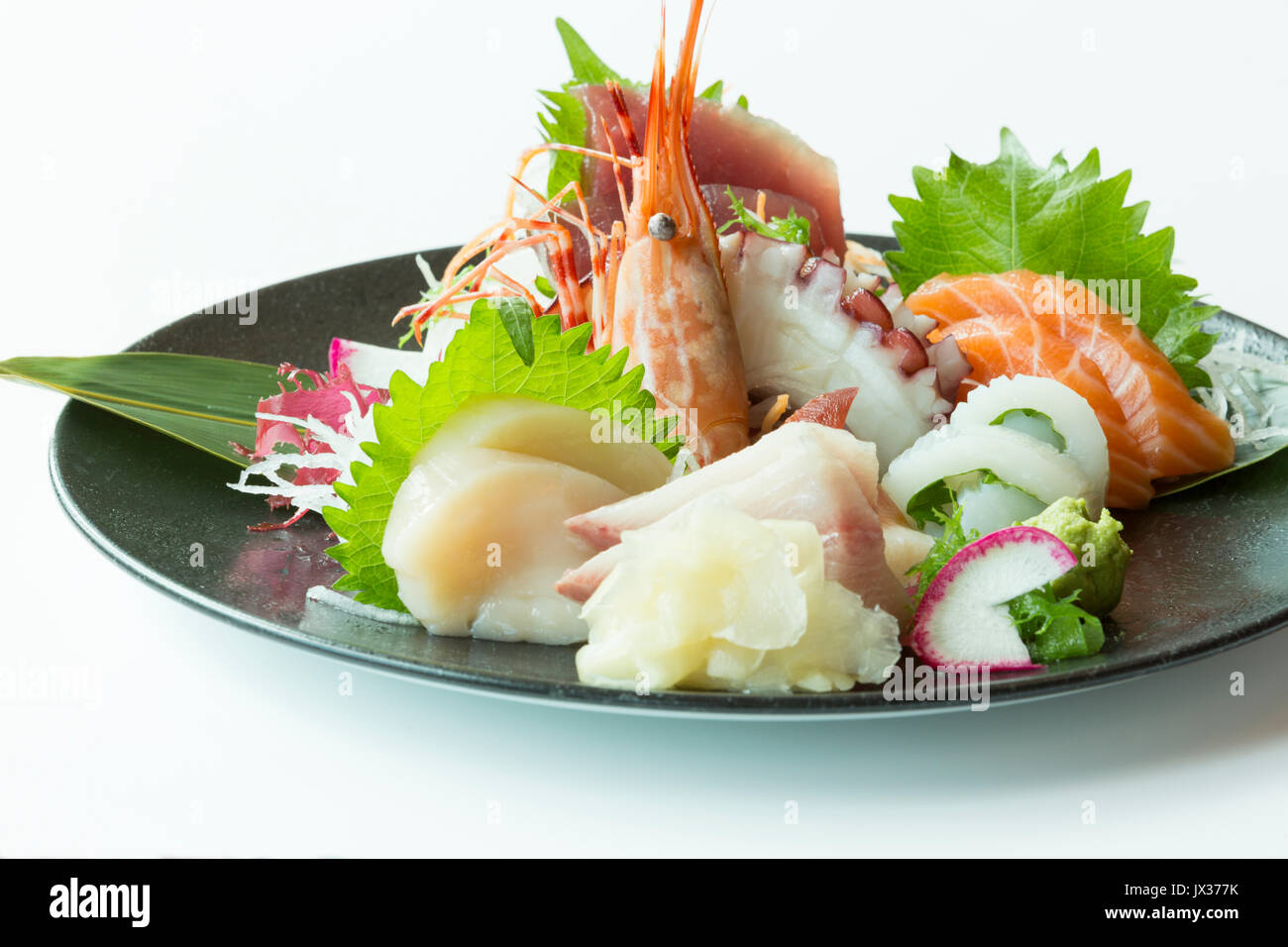 Assorted seafood sashimi plate Stock Photo - Alamy