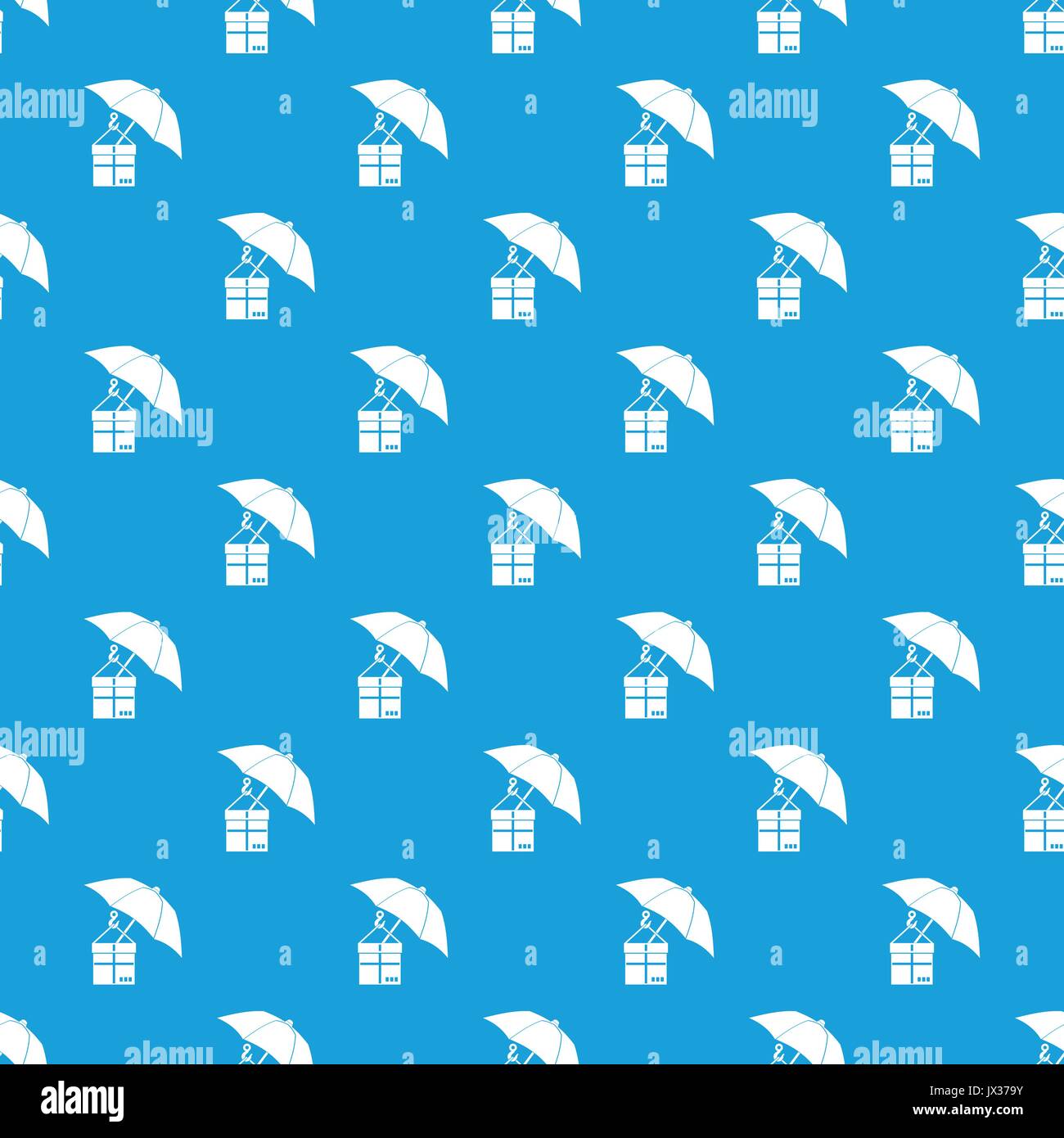 Umbrella and a cardboard box pattern seamless blue Stock Vector Image ...