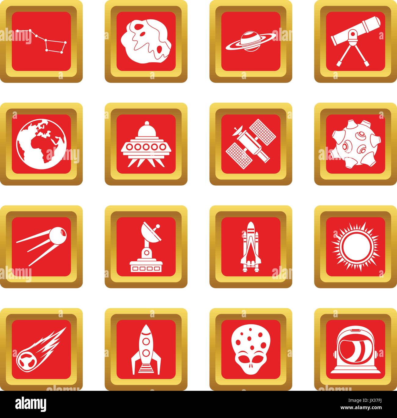 Space icons set red Stock Vector Image & Art - Alamy