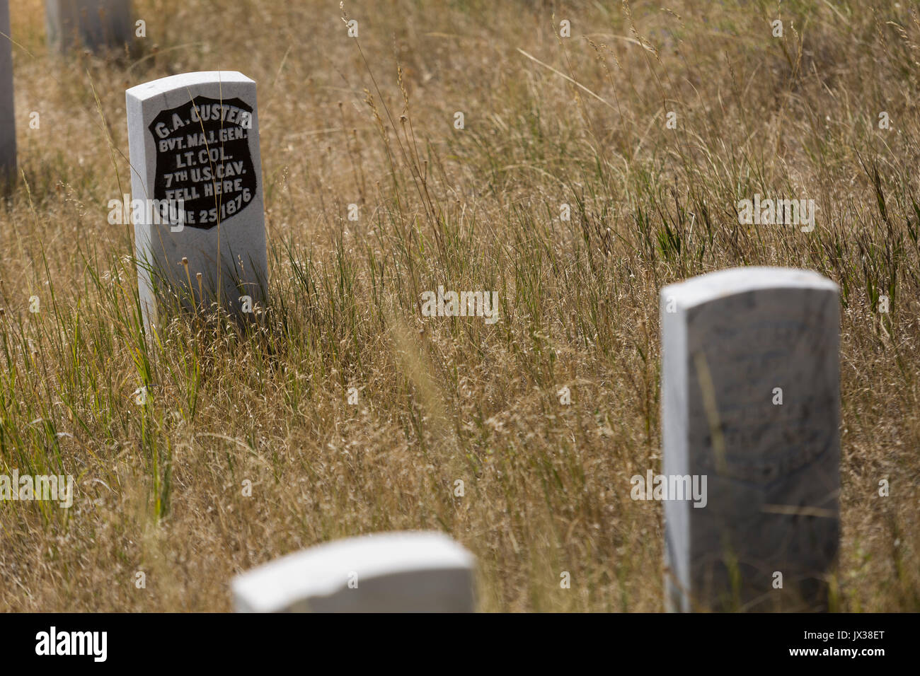 Headstone of U.S. G.A. Custer. Sept, 2016. Little Bighorn Battlefield ...