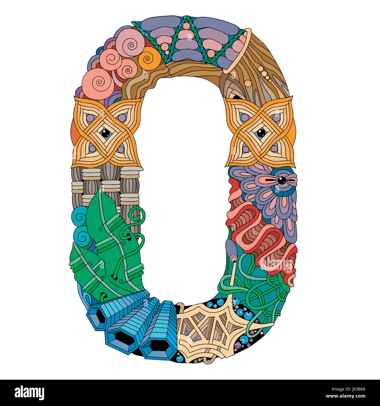 Number zero Zentangle. Vector decorative object Stock Vector Image ...