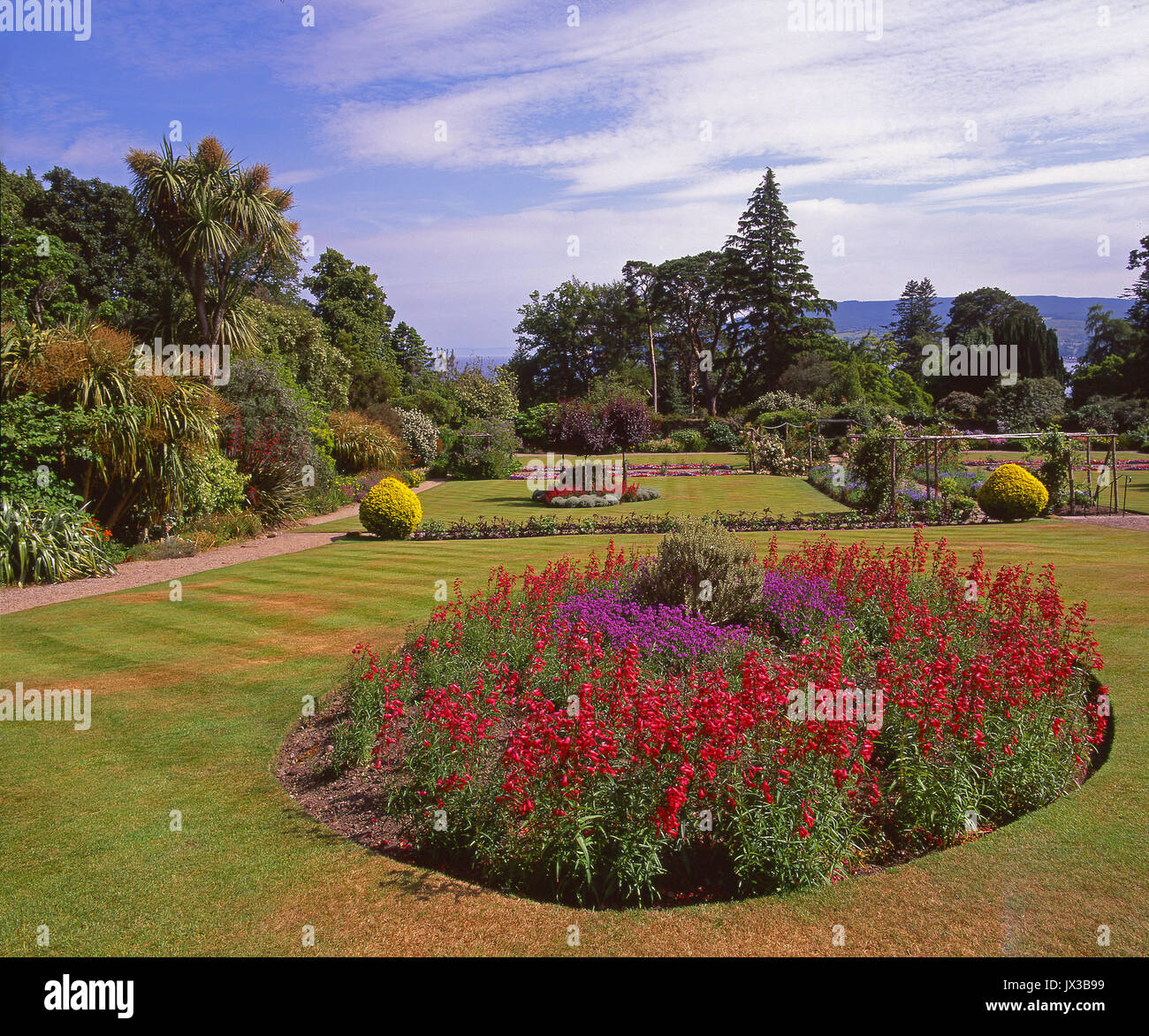 Colourful scene in Brodick Castle Gardens, Isle of Arran Stock Photo ...