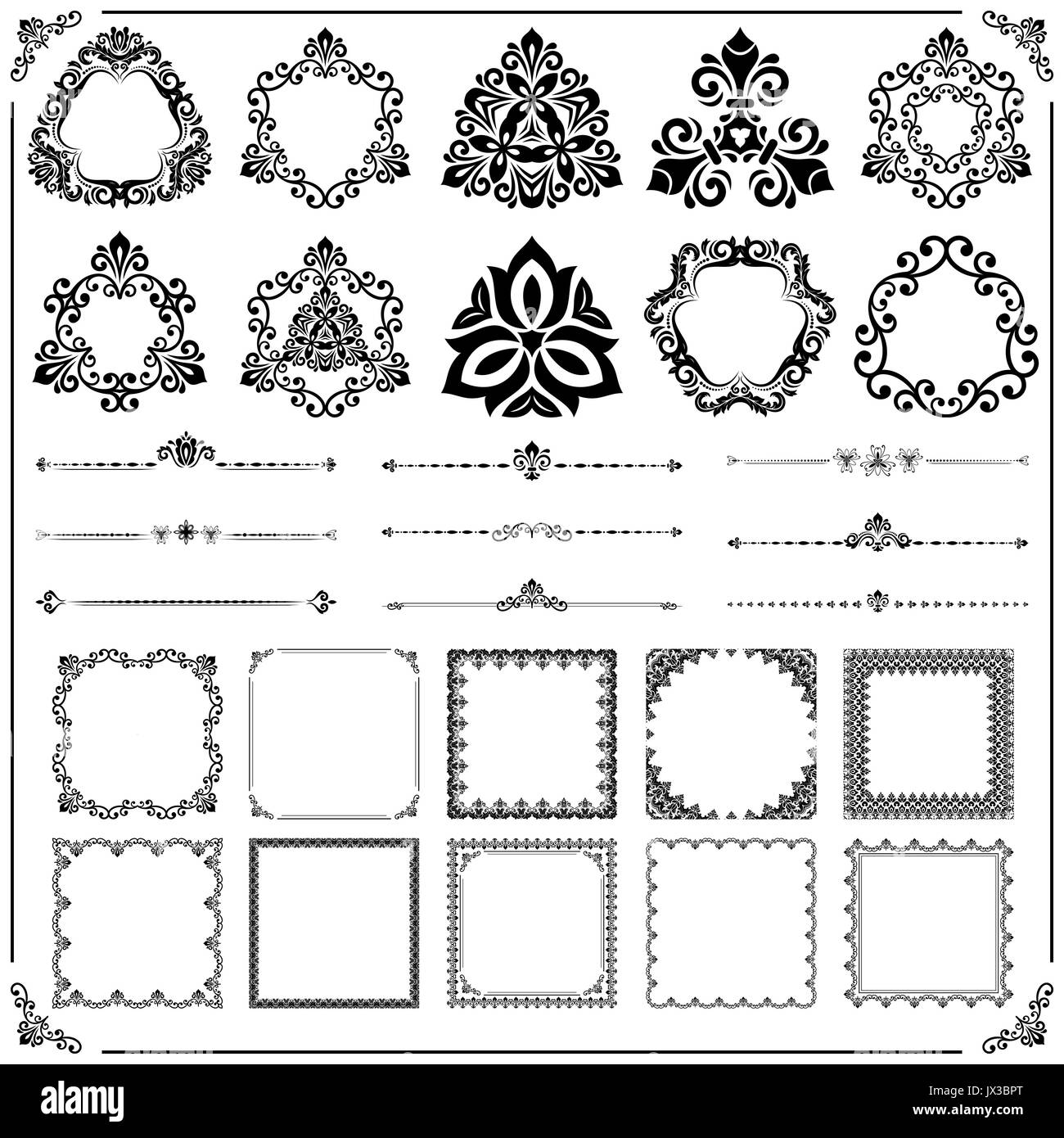 Vintage Set of Vector Horizontal. Square and Round Elements Stock ...